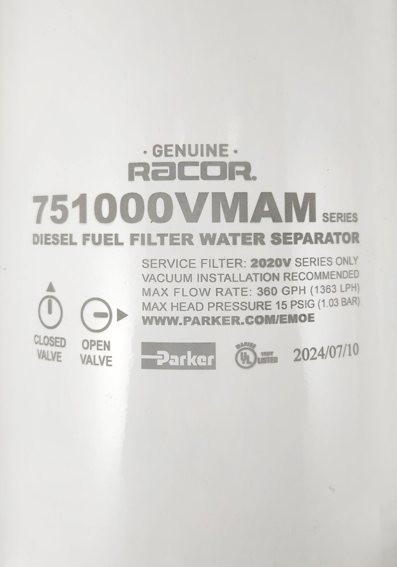 751000VMAM10 RACOR DOUBLE TURBINE FUEL WATER SEPERATOR — Complete Filter